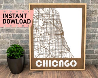 Chicago Map Svg - Etsy