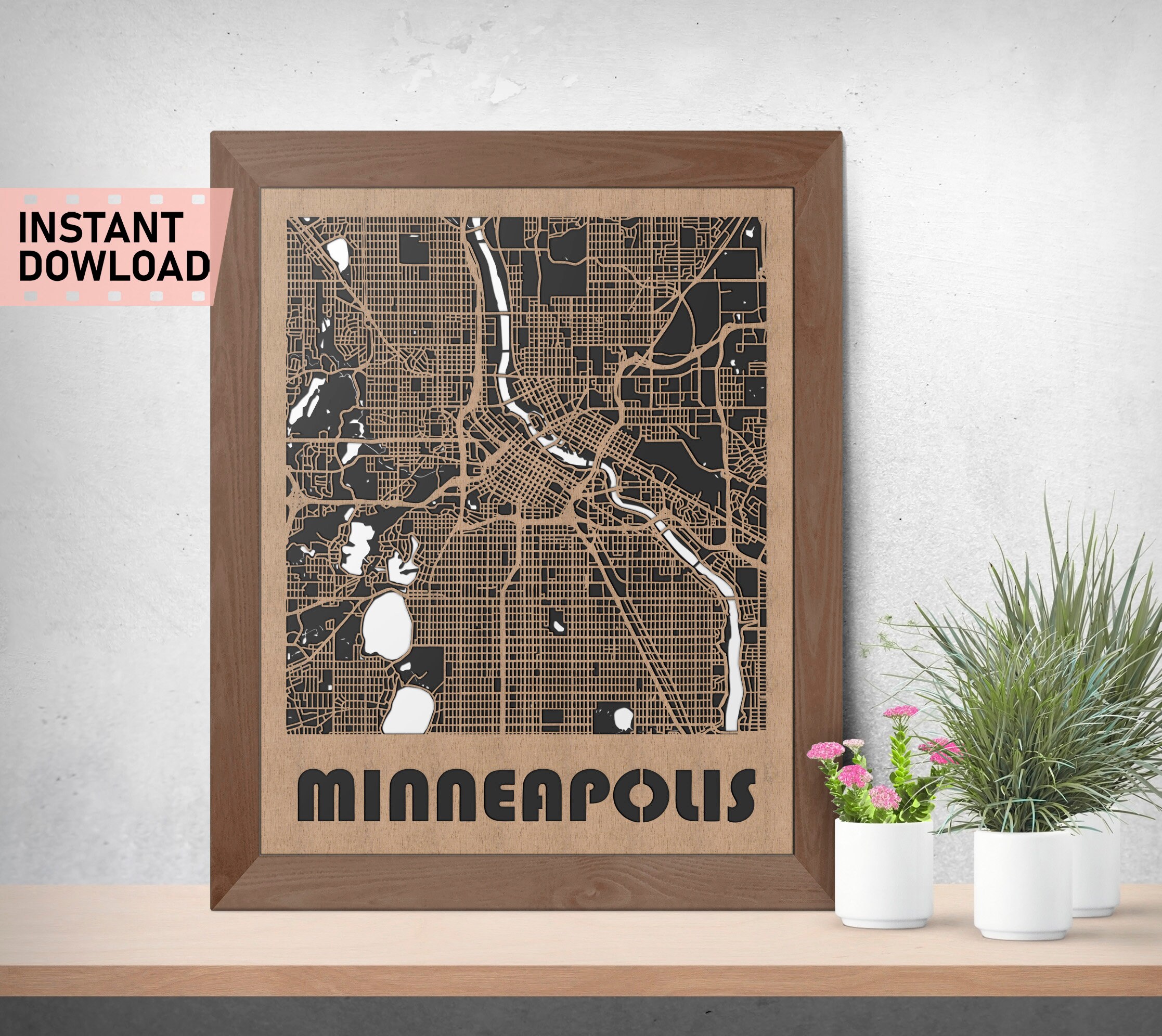 Seattle Land and Roads map file for laser cut instant download svg crd ...