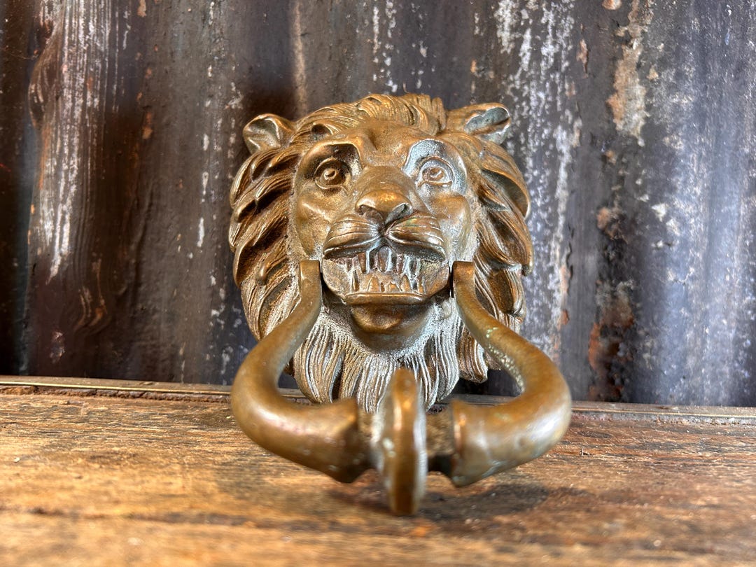 Stunning 19th Century Large Lions Head / ANTIQUE DOOR KNOCKER / Large ...