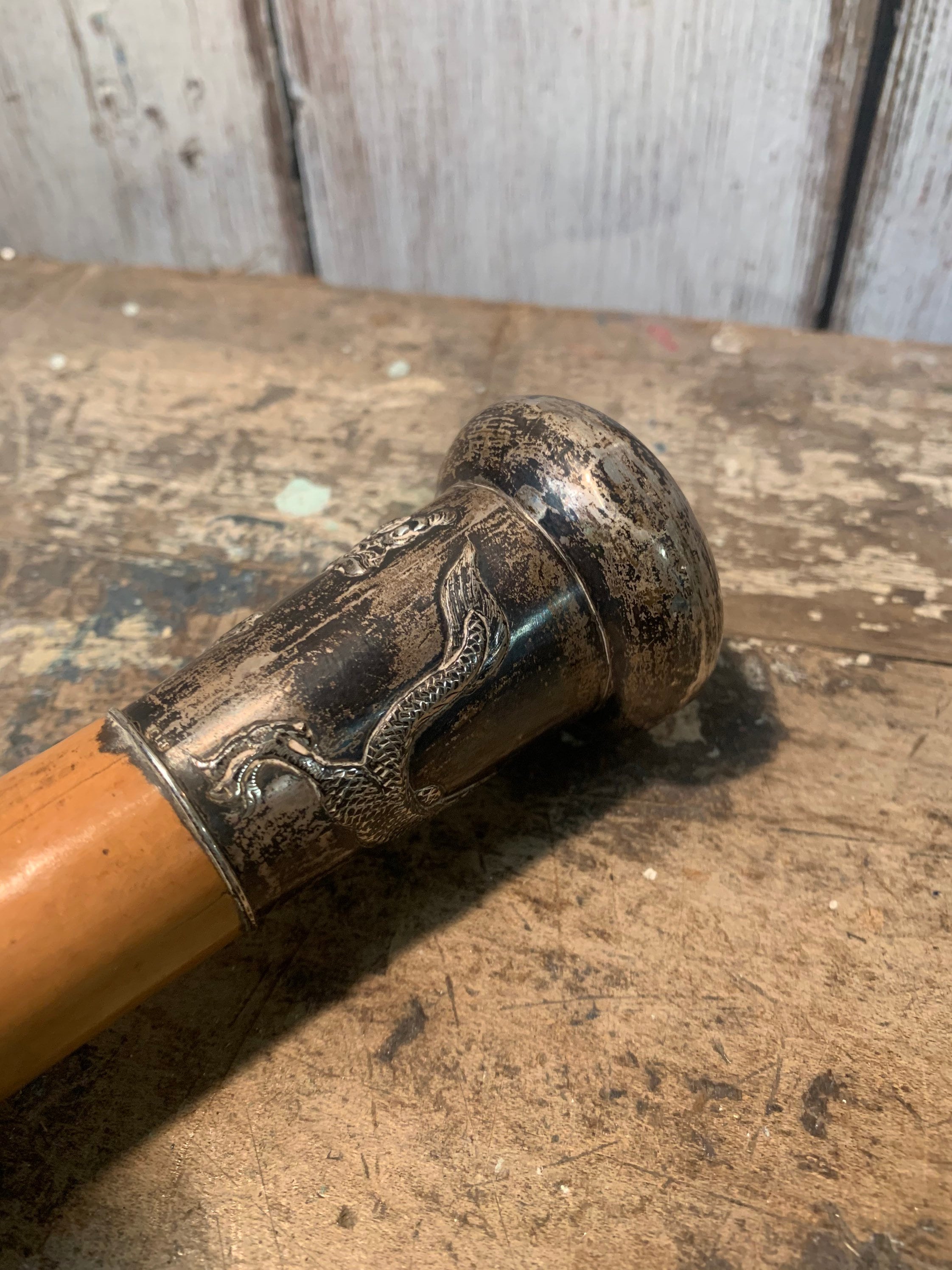 Gentlemen’s Chinese Walking Stick / ANTIQUE MALACCA SILVER / Chinese ...