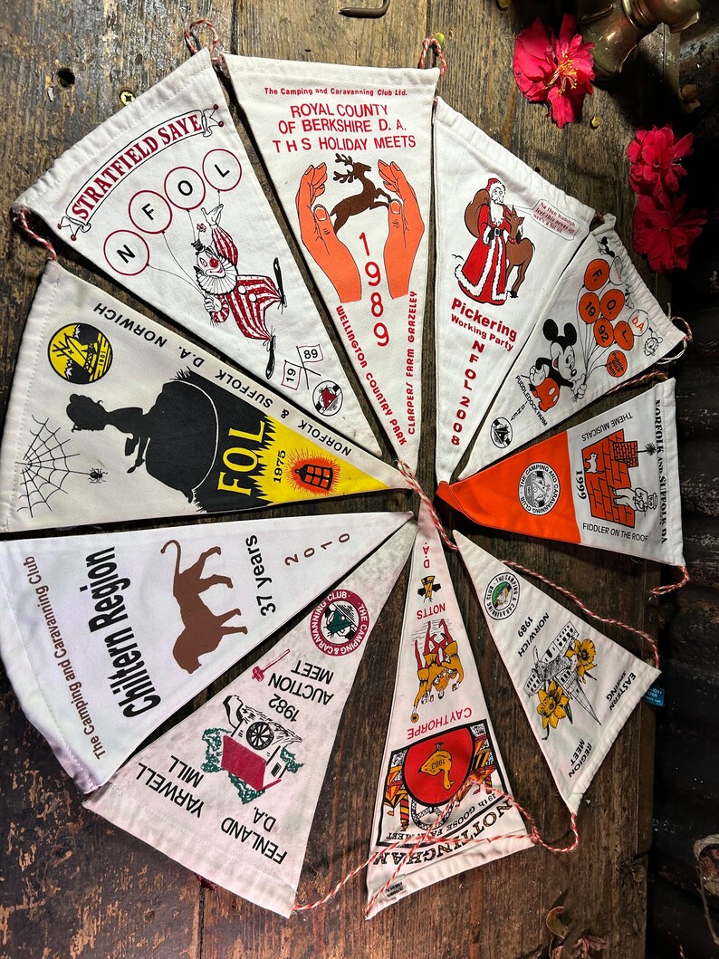 Vintage Bunting X 10 / CAMPING AND CARAVAN / Pennants Flag Bunting ...