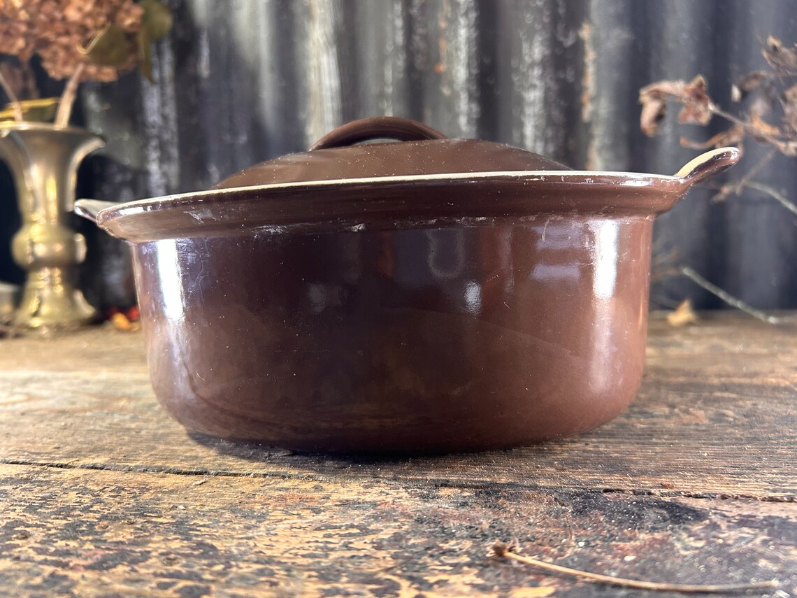 Classic Vintage 1970s / LE CREUSET CASSEROLE / Brown Range French Cast ...