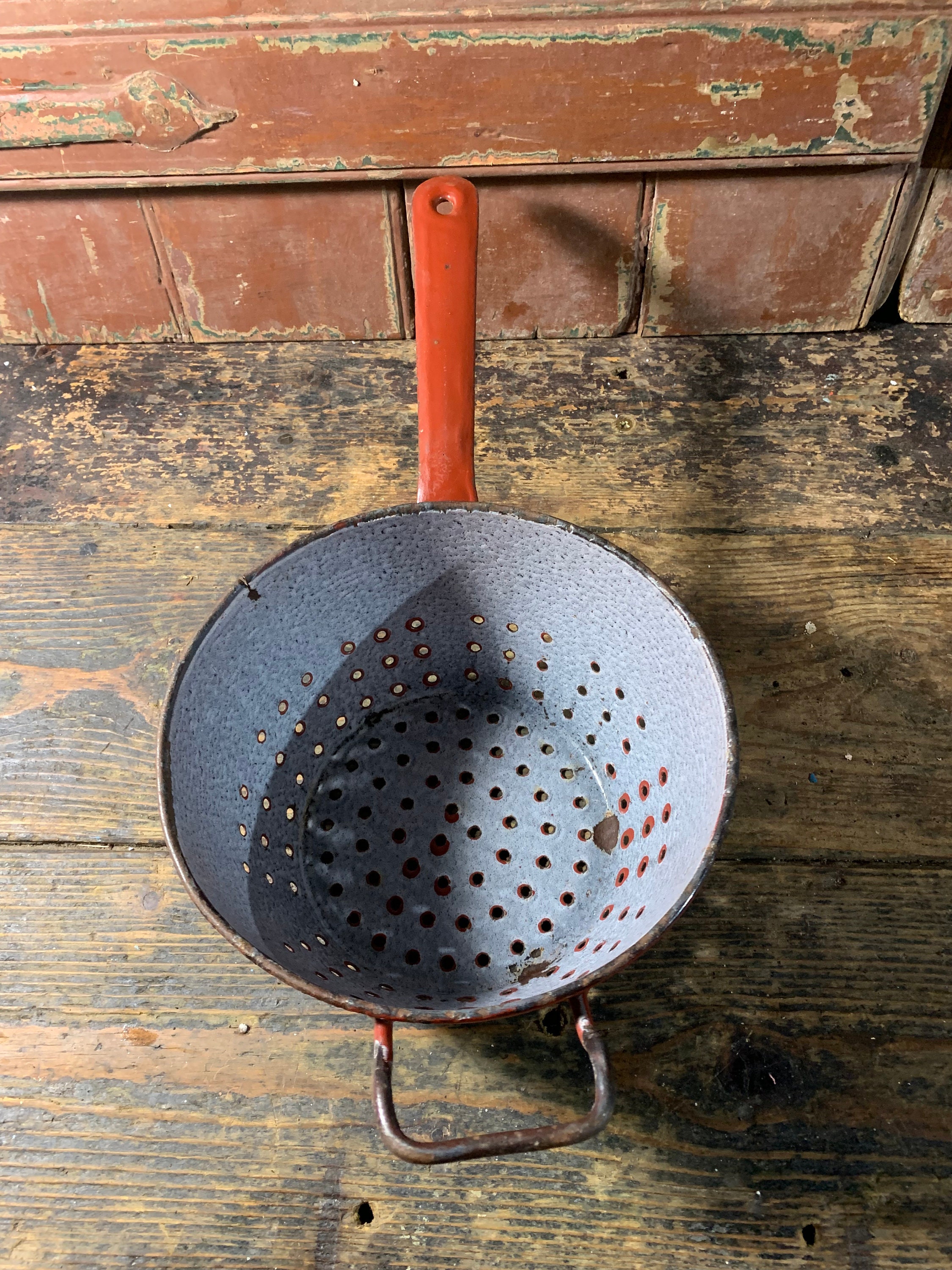 Vintage French 1950s / ENAMEL STRAINER COLANDER / Vintage Enamelware ...