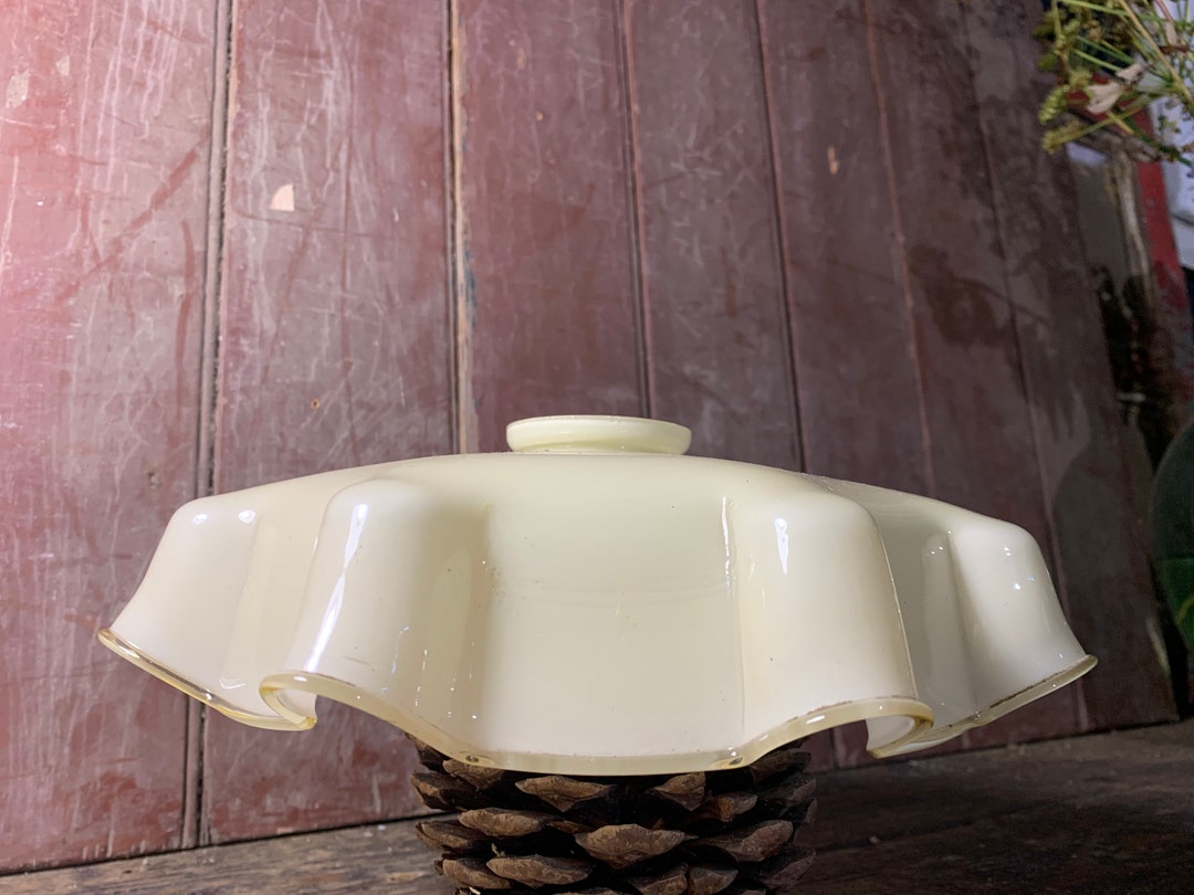 Antique / FRENCH GLASS SHADE / Art Deco Pendant Light Coolie Shade ...