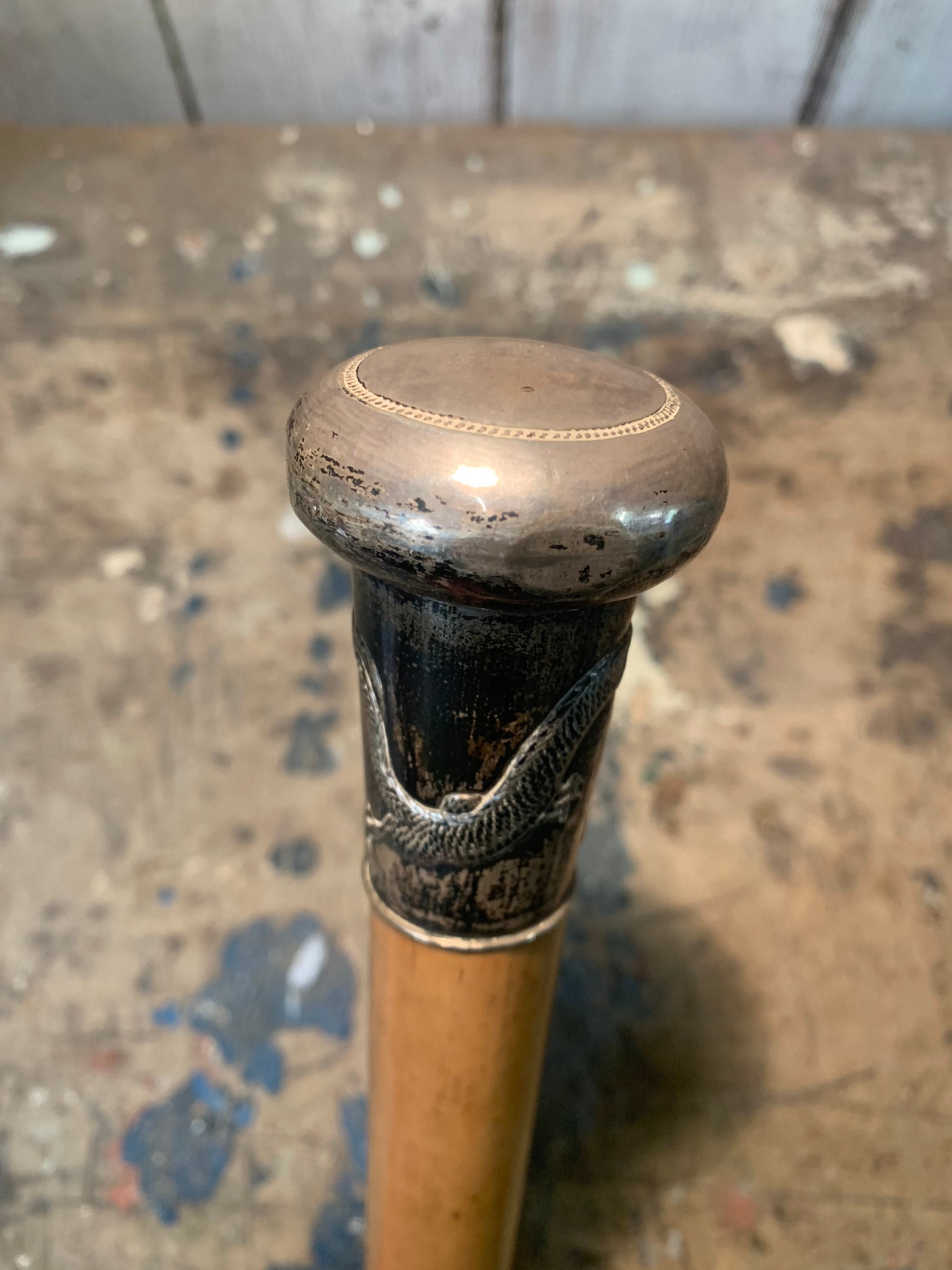 Gentlemen’s Chinese Walking Stick / ANTIQUE MALACCA SILVER / Chinese ...