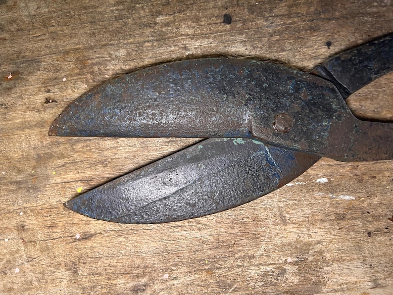 Huge 19th Century / BLACKSMITH BENCH SHEARS / Anvil Snips Hand Forged ...