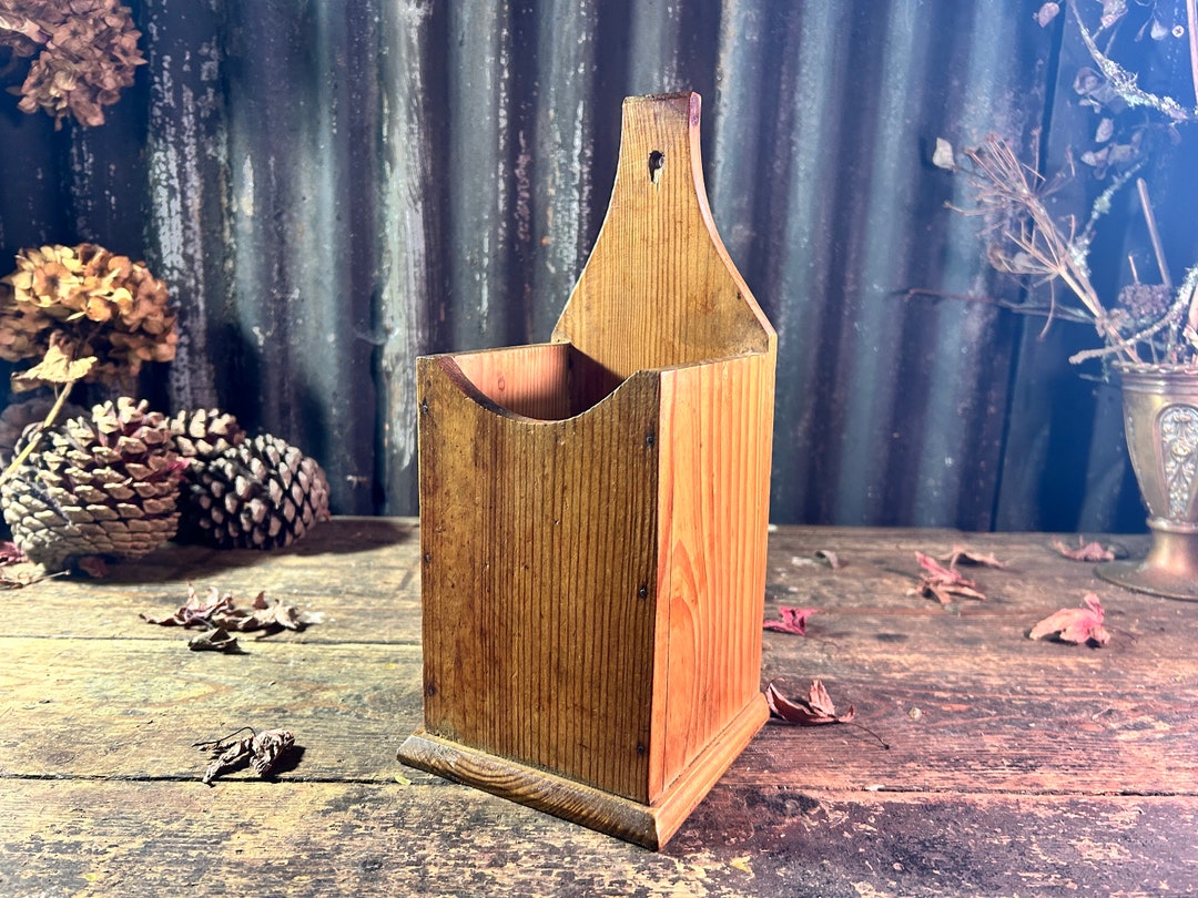Lovely Old English Pine / CANDLE BOX / Wall Hanging or Counter Top Rustic Country Farmhouse ...