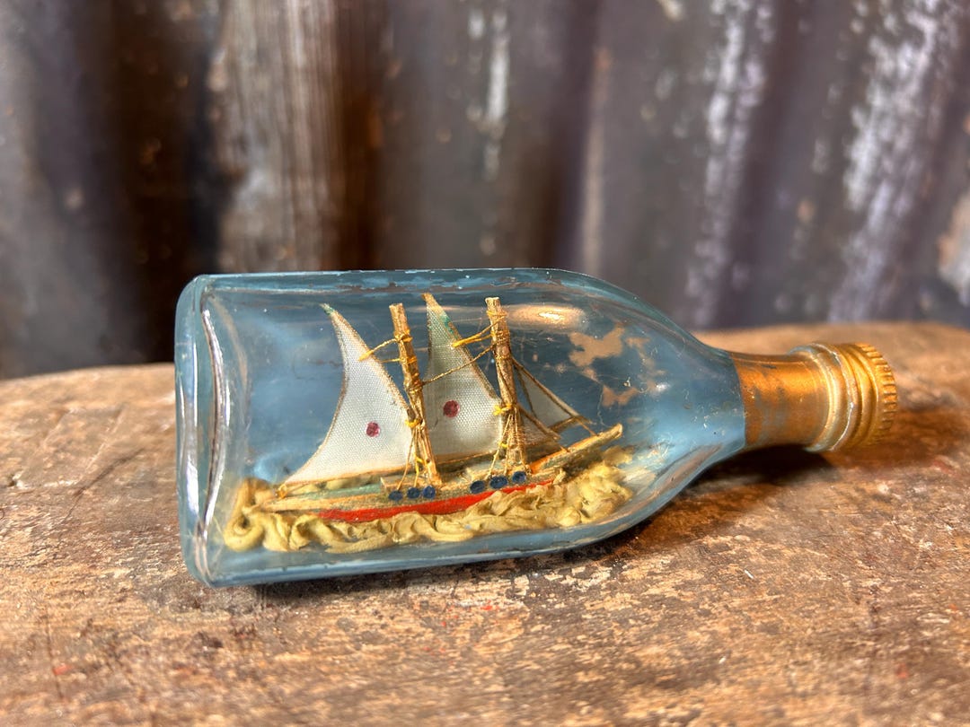 Rare Vintage Miniature / SHIP IN BOTTLE / Ship Diorama Model Ship ...