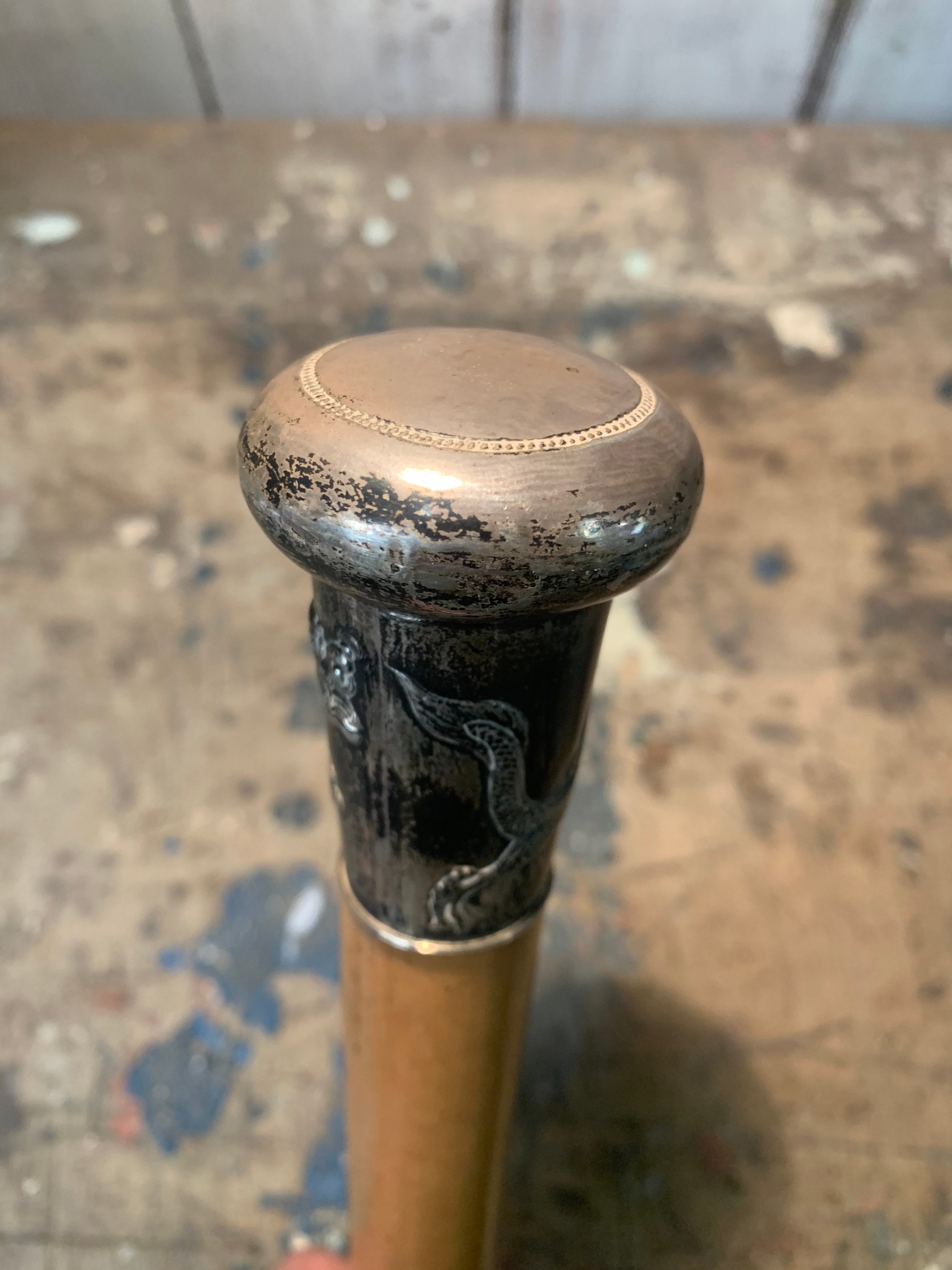 Gentlemen’s Chinese Walking Stick / ANTIQUE MALACCA SILVER / Chinese ...