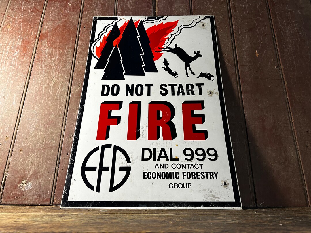 Vintage Fire Safety / PICTORIAL ENAMEL SIGN / Economic Forestry Group ...