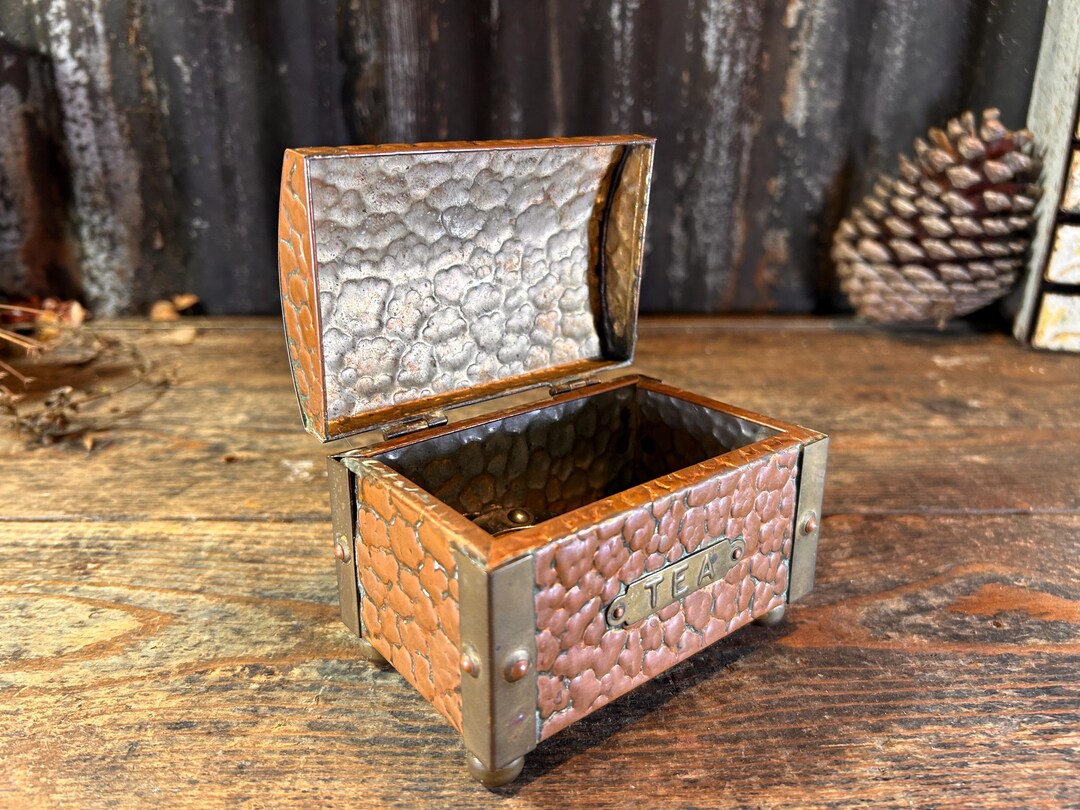 1930s Arts & Crafts English Copper and Brass Small / TEA CADDY ...