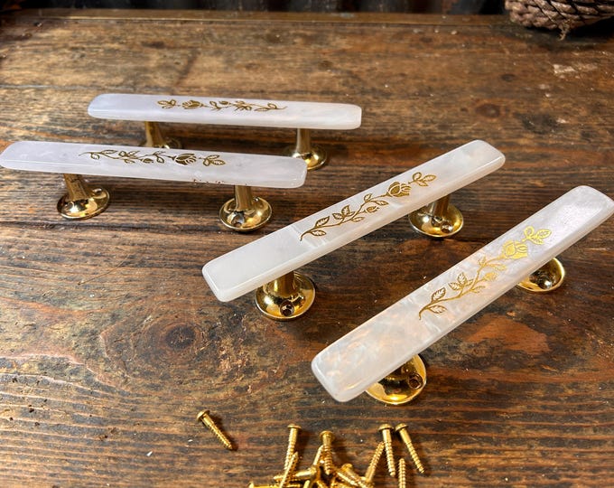 Stunning Original 1960s X4 / DOOR HANDLES / Plastic Lucite Floral ...