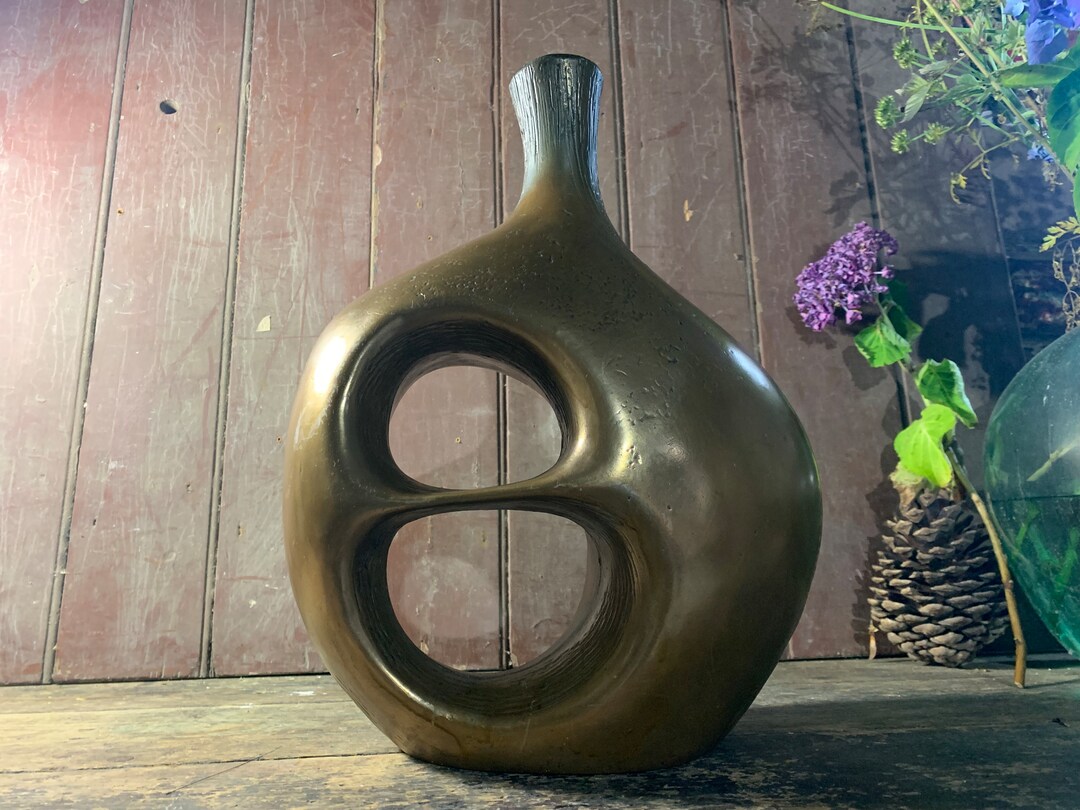 Beautiful 1960s Large Original Sculptured Freeform / FAUX BRONZE LAMP ...