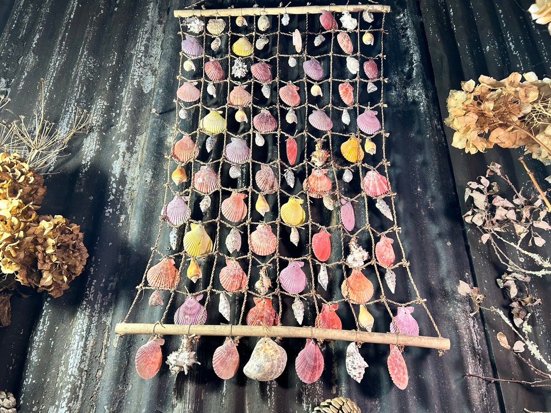 Vintage Colourful Very Large / SEASHELL WALL HANGER / Sea Shell Art ...