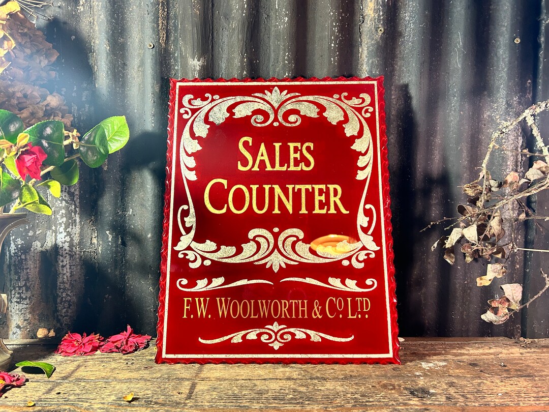 Vintage Glass Reverse Painted / WOOLWORTH AND CO / Shop Advertising ...