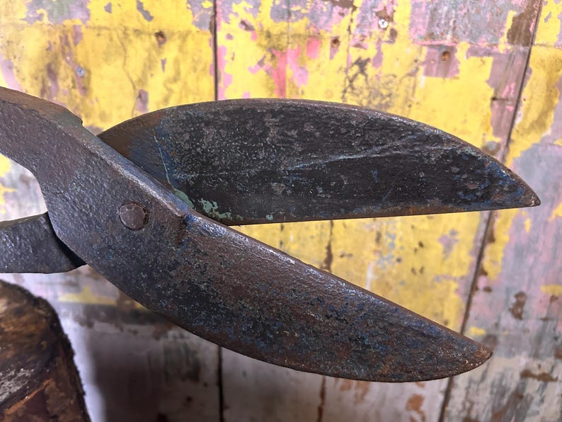 Huge 19th Century / BLACKSMITH BENCH SHEARS / Anvil Snips Hand Forged ...
