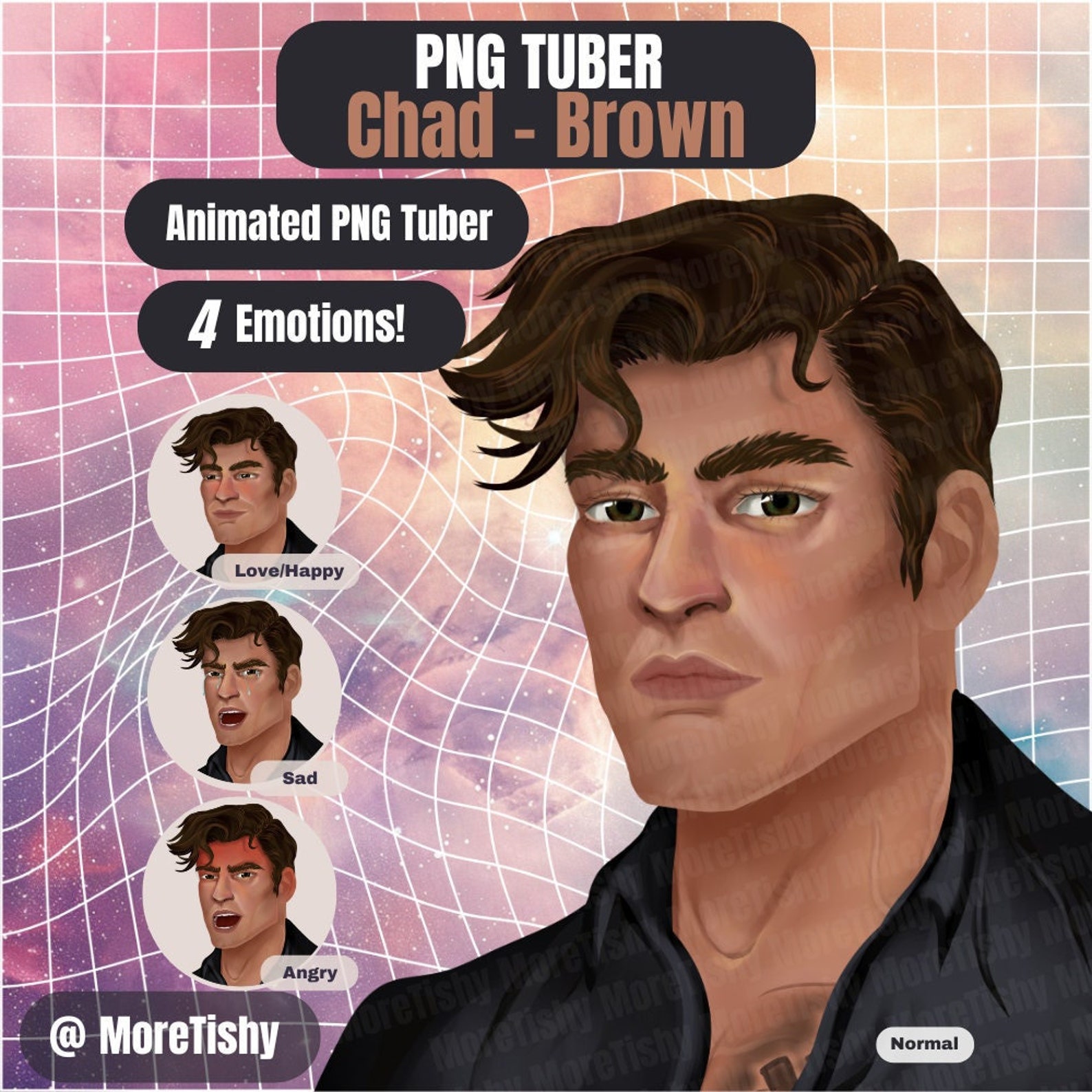 Pngtuber Chad Brown Premade PNG Tuber, Male PNG Tuber Model, Human ...