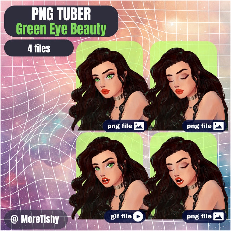 Pngtuber | Green Eye Beauty | Premade PNG Tuber, Girl PNG Tuber Model ...