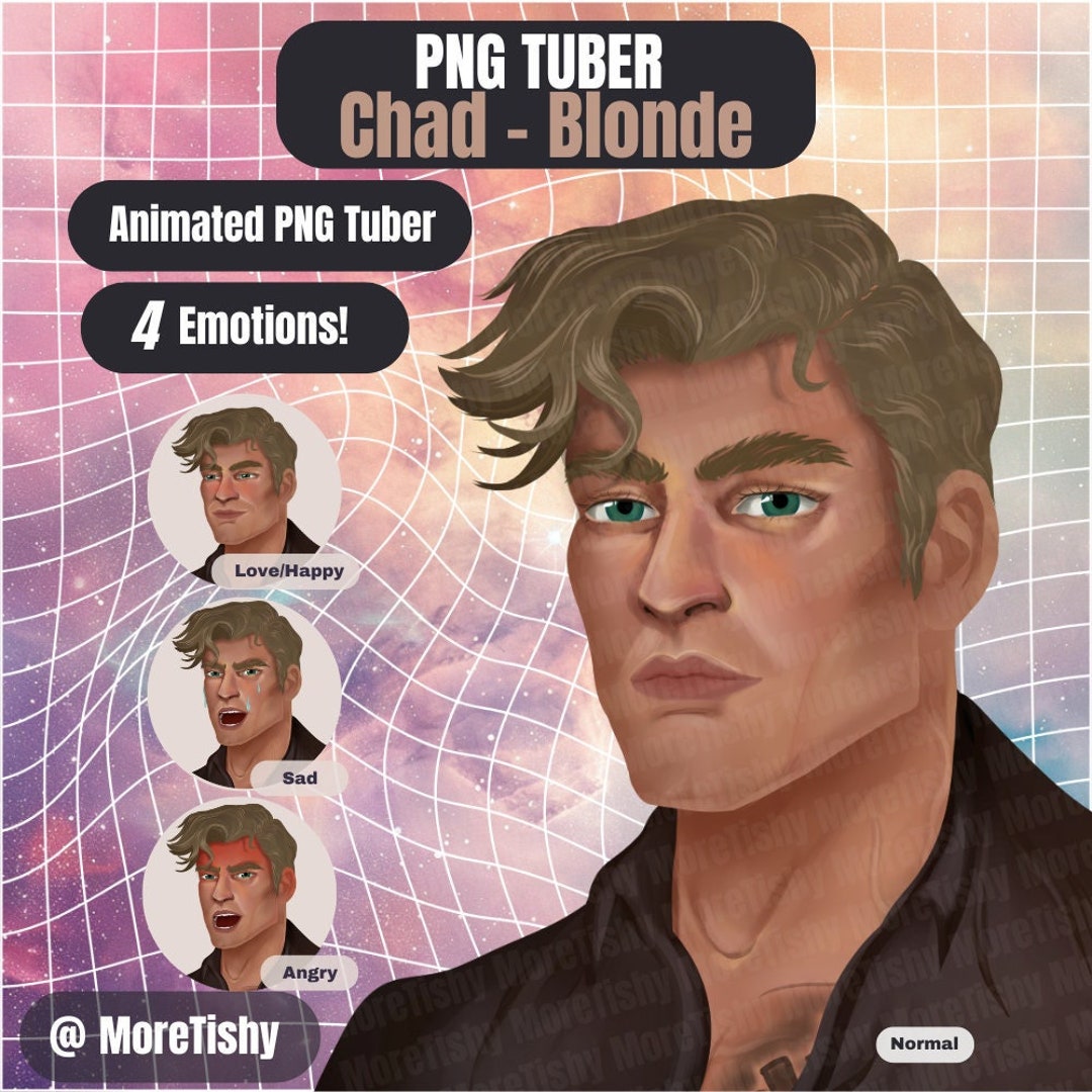 Pngtuber Chad Blonde Premade PNG Tuber, Male PNG Tuber Model, Human ...