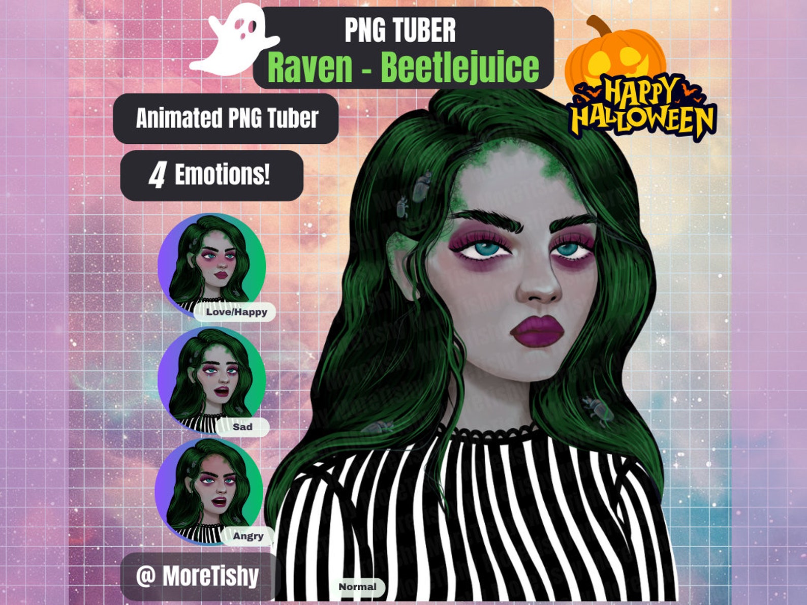 Pngtuber | Raven - Beetlejuice | Premade PNG Tuber, Human Pngtuber ...