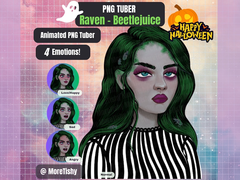 Pngtuber | Raven - Beetlejuice | Premade PNG Tuber, Human Pngtuber ...