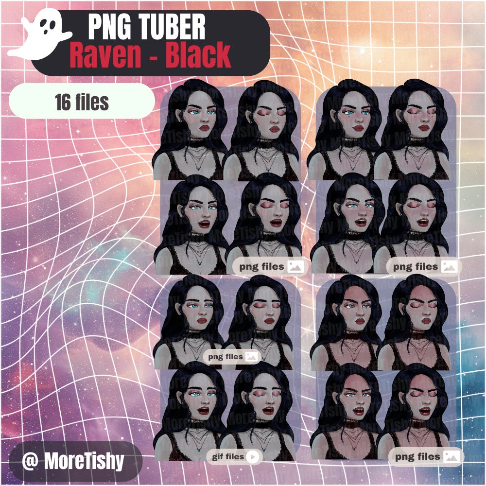 Pngtuber | Raven - Black | Premade PNG Tuber, Girl Pngtuber Model ...