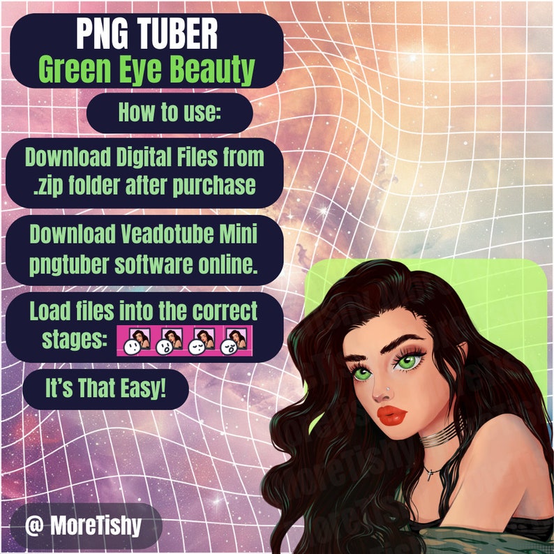 Pngtuber | Green Eye Beauty | Premade PNG Tuber, Girl PNG Tuber Model ...