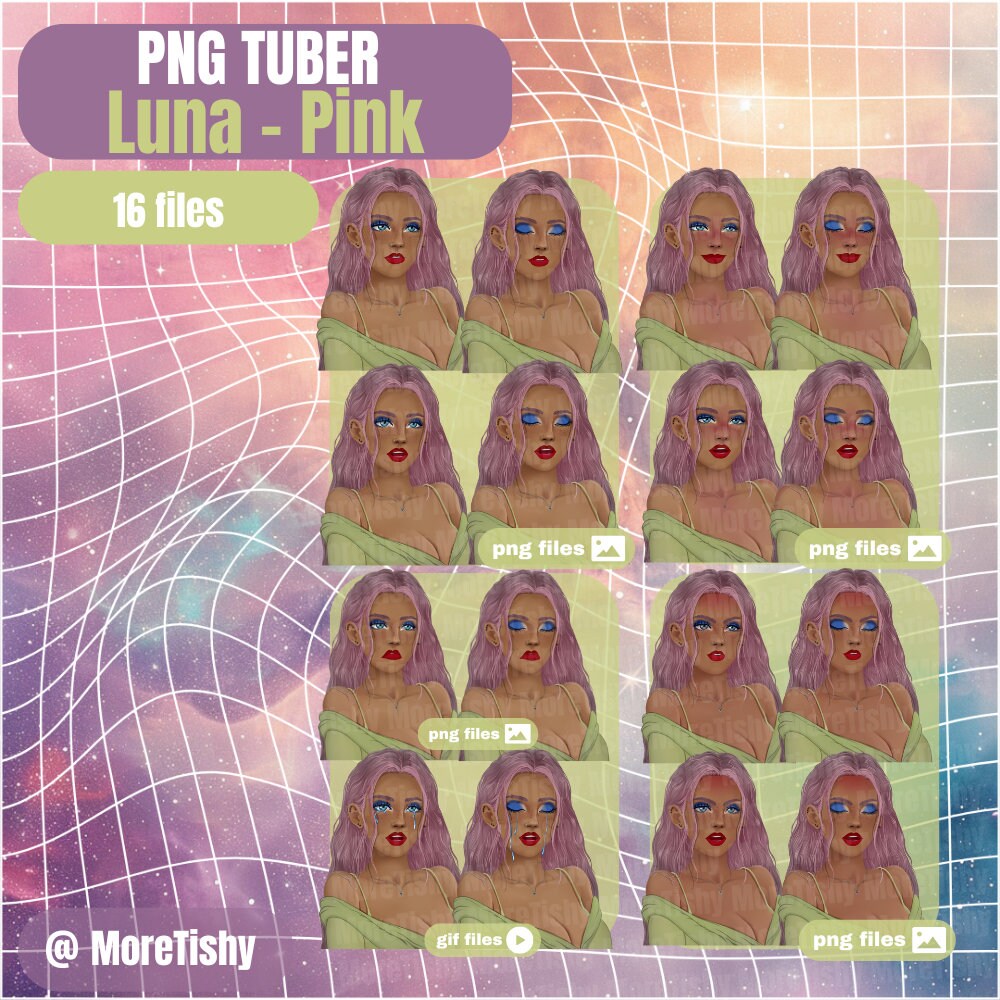 Pngtuber | Luna - Pink | Premade PNG Tuber, Girl PNG Tuber Model, Human ...