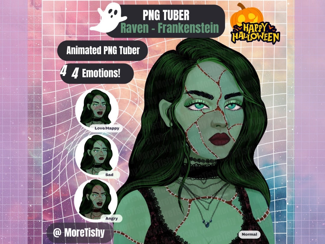 Pngtuber | Raven - Frankenstein | Premade PNG Tuber, Girl Pngtuber ...