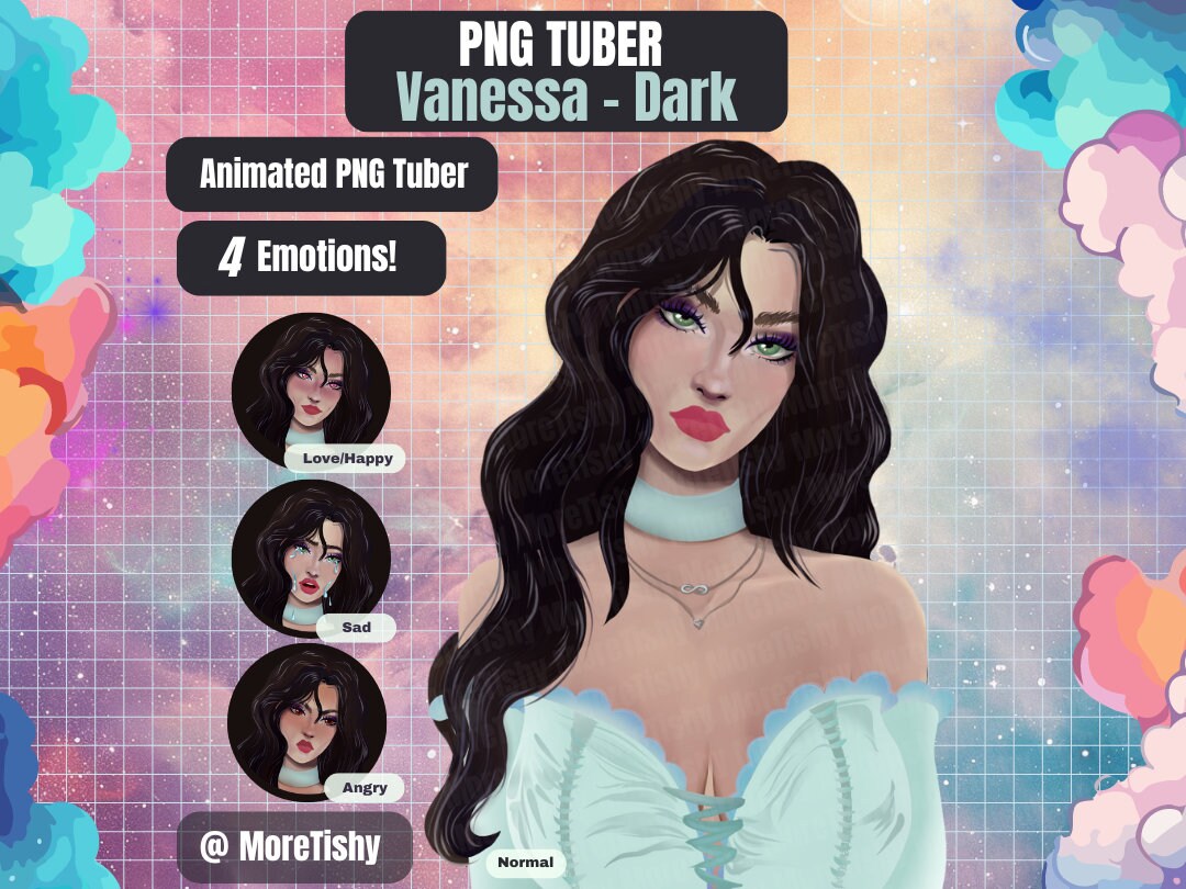 Pngtuber | Vanessa - Dark | Premade PNG Tuber, Girl PNG Tuber Model ...