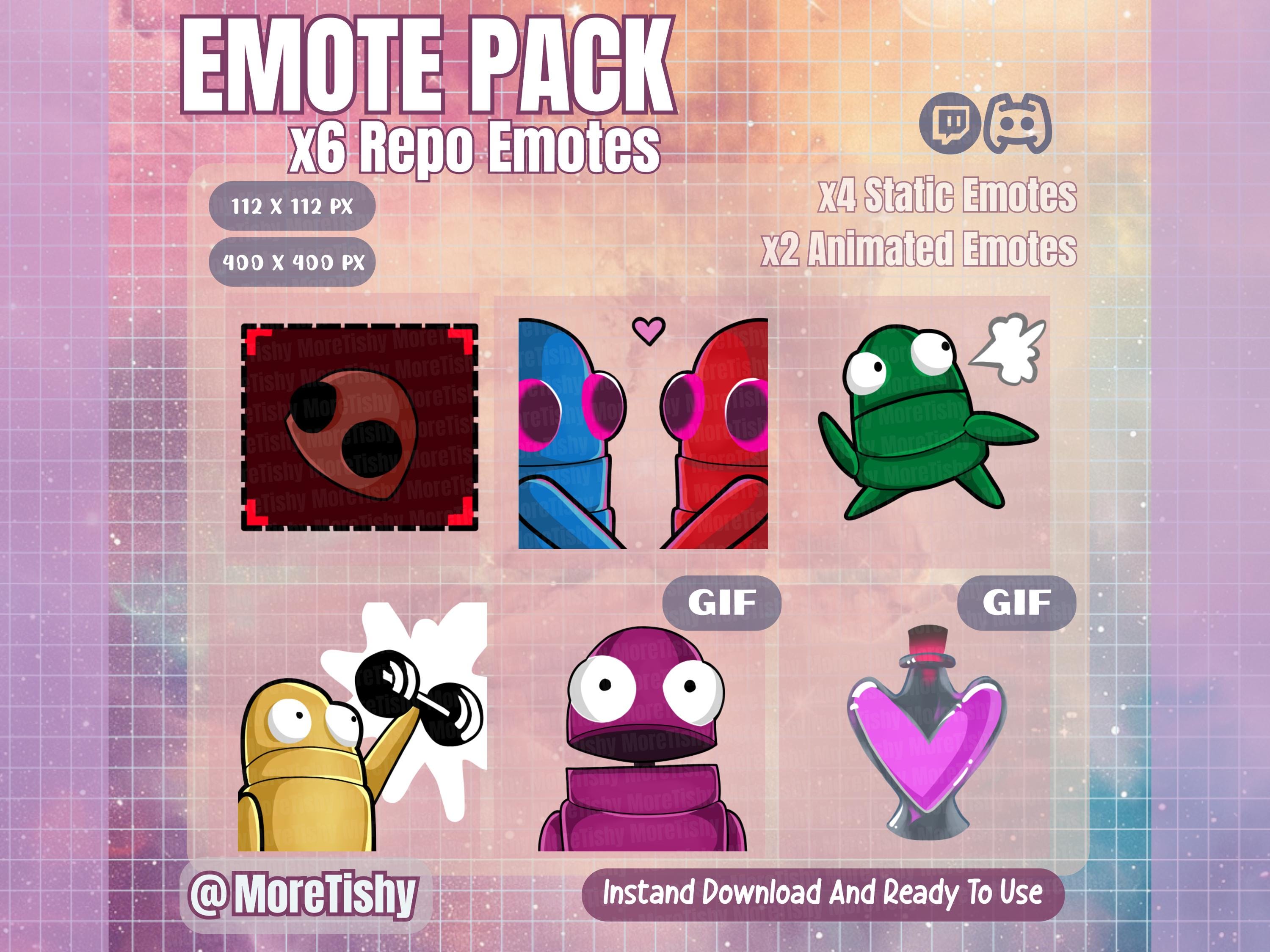 REPO X6 Emote Pack | Twitch Emotes, Repo Emotes, R.E.P.O Game Emotes ...