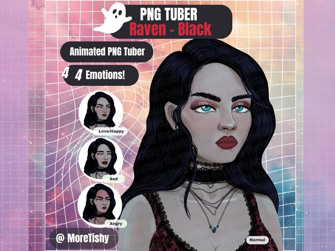Pngtuber | Raven - Black | Premade PNG Tuber, Girl Pngtuber Model ...