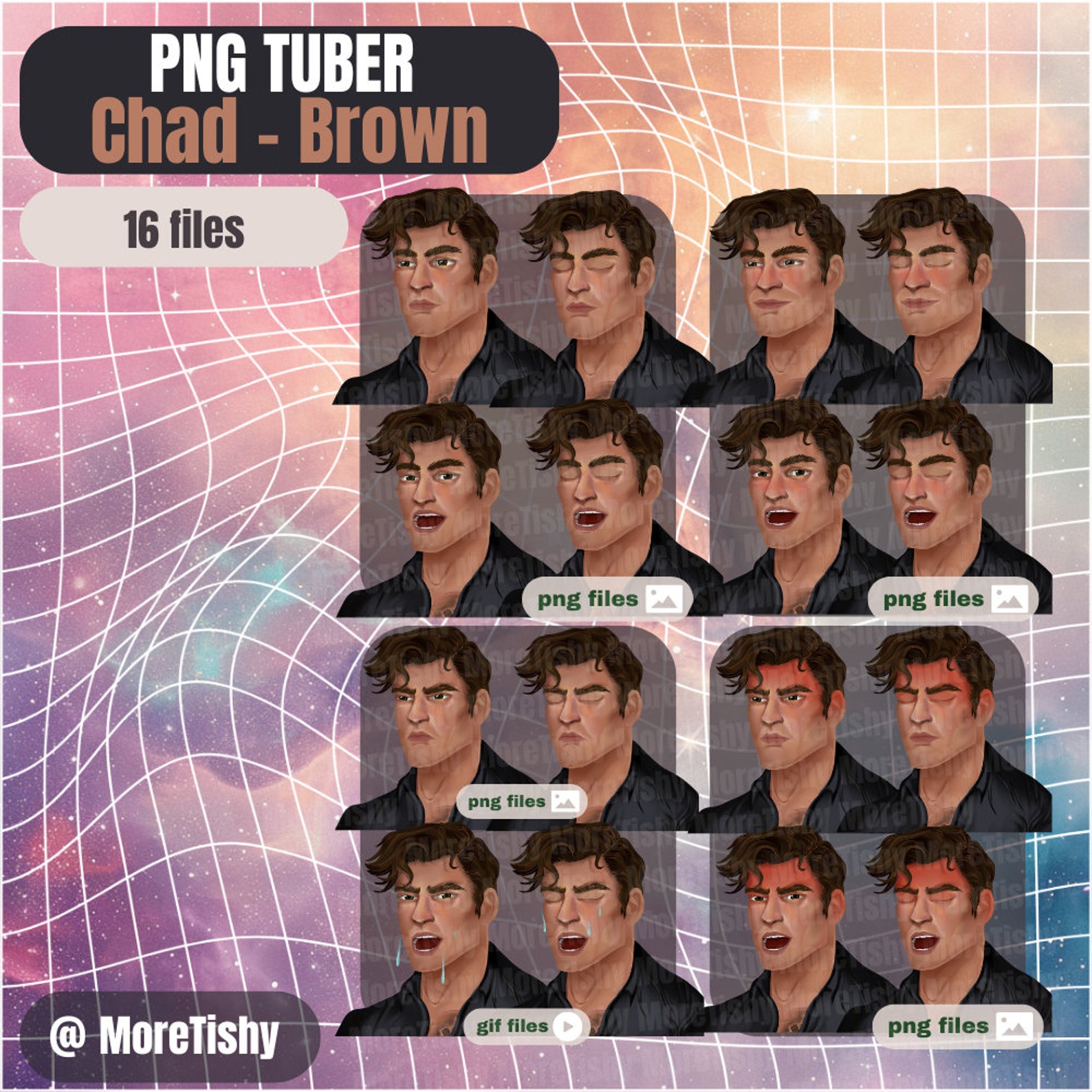 Pngtuber | Chad - Brown | Premade PNG Tuber, Male PNG Tuber Model ...