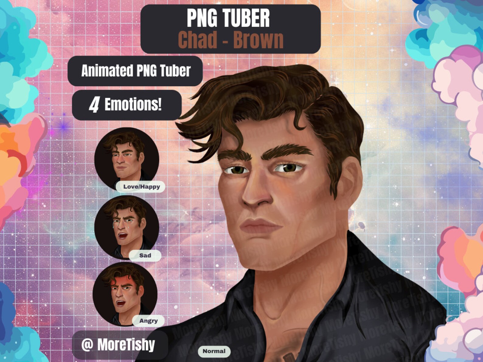 Pngtuber | Chad - Brown | Premade PNG Tuber, Male PNG Tuber Model ...