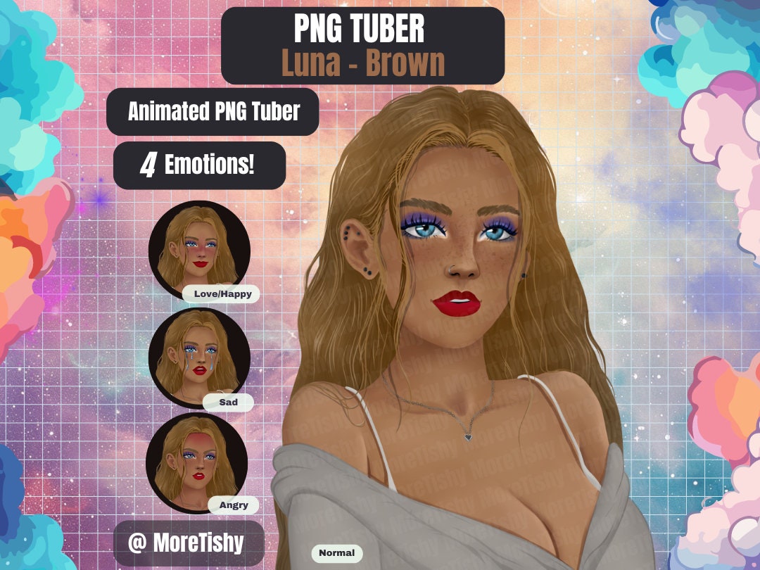 Pngtuber | Luna - Brown | Premade PNG Tuber, Girl PNG Tuber Model ...