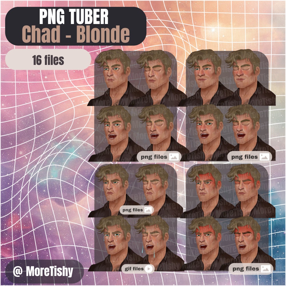 Pngtuber | Chad - Blonde | Premade PNG Tuber, Male PNG Tuber Model ...