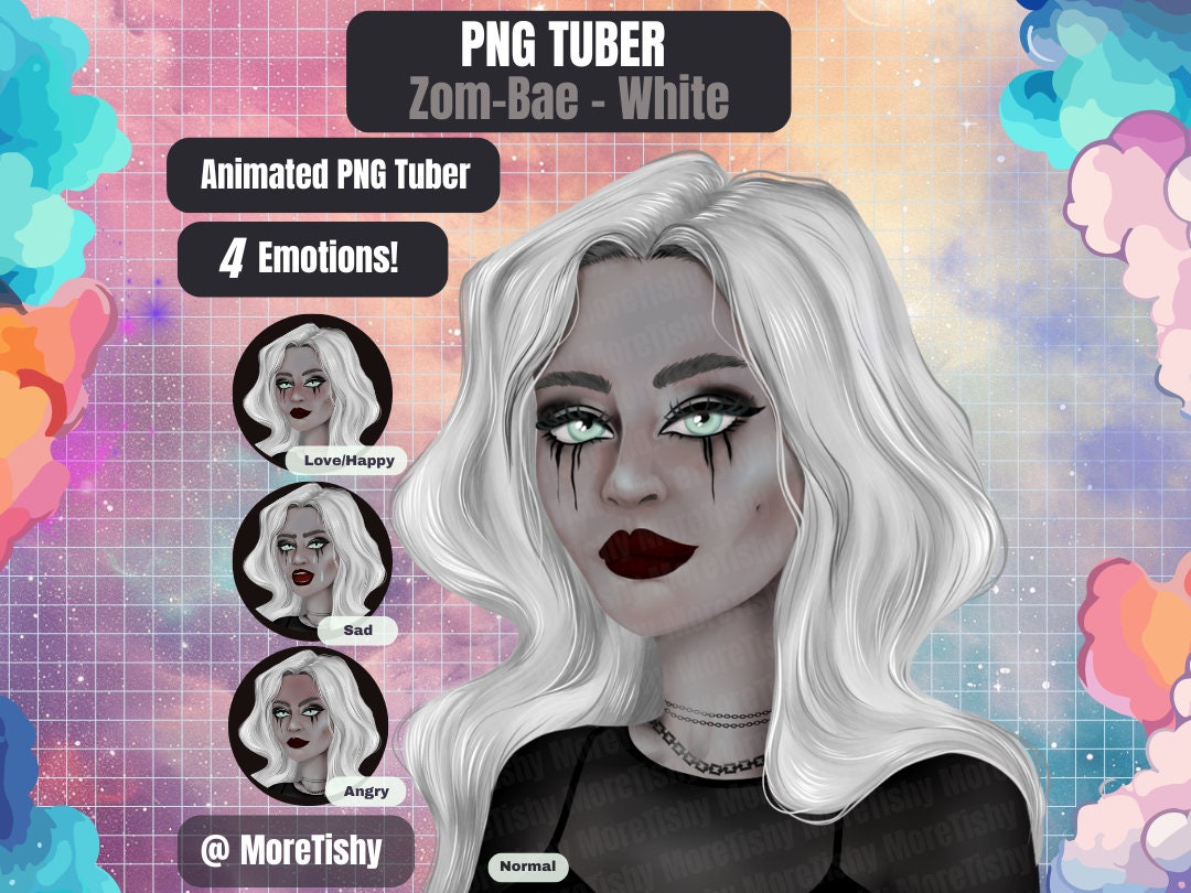 Pngtuber | Zom-bae - White | Premade PNG Tuber, Girl Pngtuber Model ...