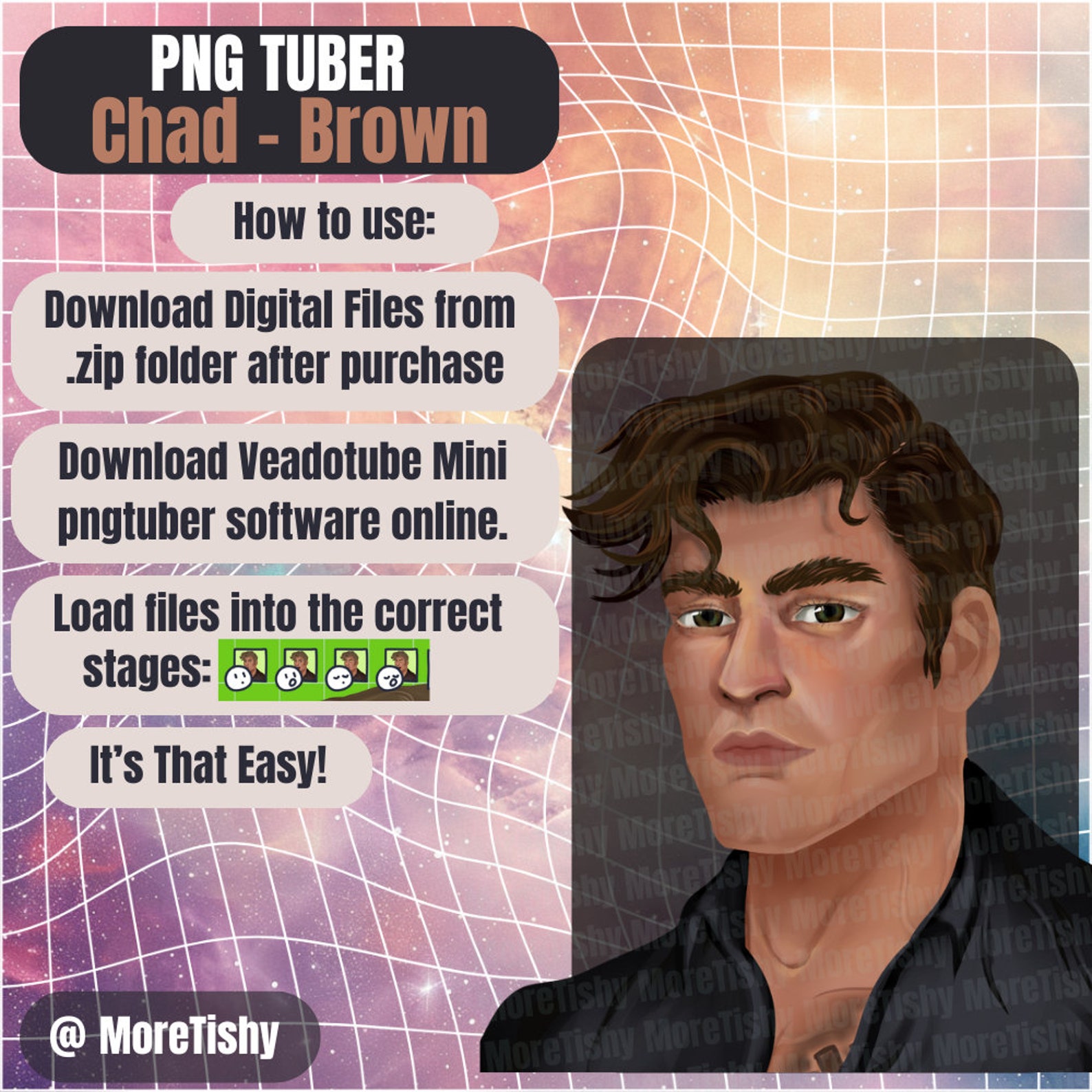Pngtuber | Chad - Brown | Premade PNG Tuber, Male PNG Tuber Model ...