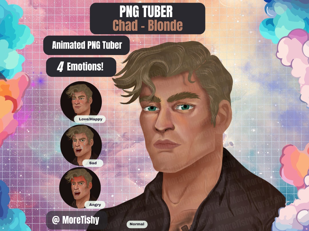 Pngtuber | Chad - Blonde | Premade PNG Tuber, Male PNG Tuber Model ...