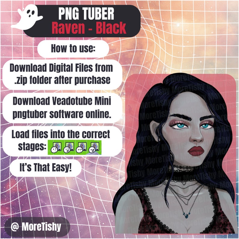 Pngtuber | Raven - Black | Premade PNG Tuber, Girl Pngtuber Model ...