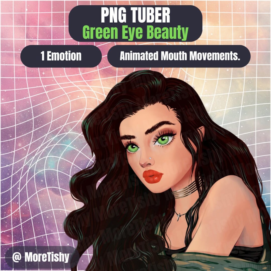 Pngtuber | Green Eye Beauty | Premade PNG Tuber, Girl PNG Tuber Model ...
