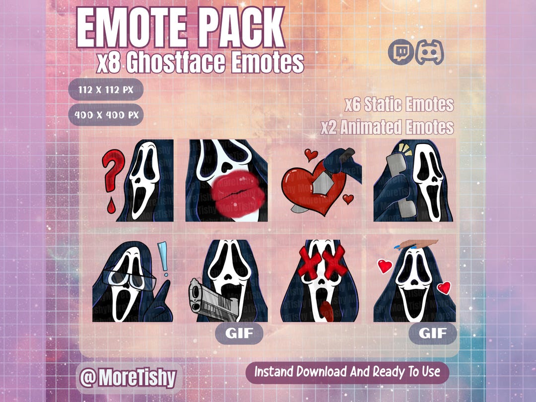 Ghostface X8 Emote Pack | Twitch Emotes, Twitch Animated Emotes ...