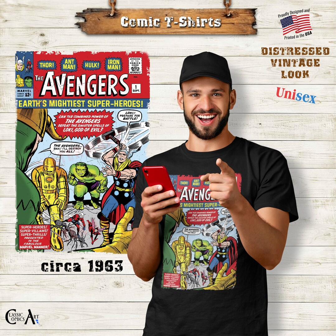 The Avengers Issue 1 Comic Shirts Vintage Avengers Super Heroes Gift ...