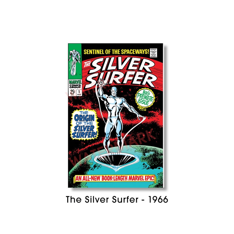The Silver Surfer Mounted Poster Comic Superhero Mounted Poster Vintage ...