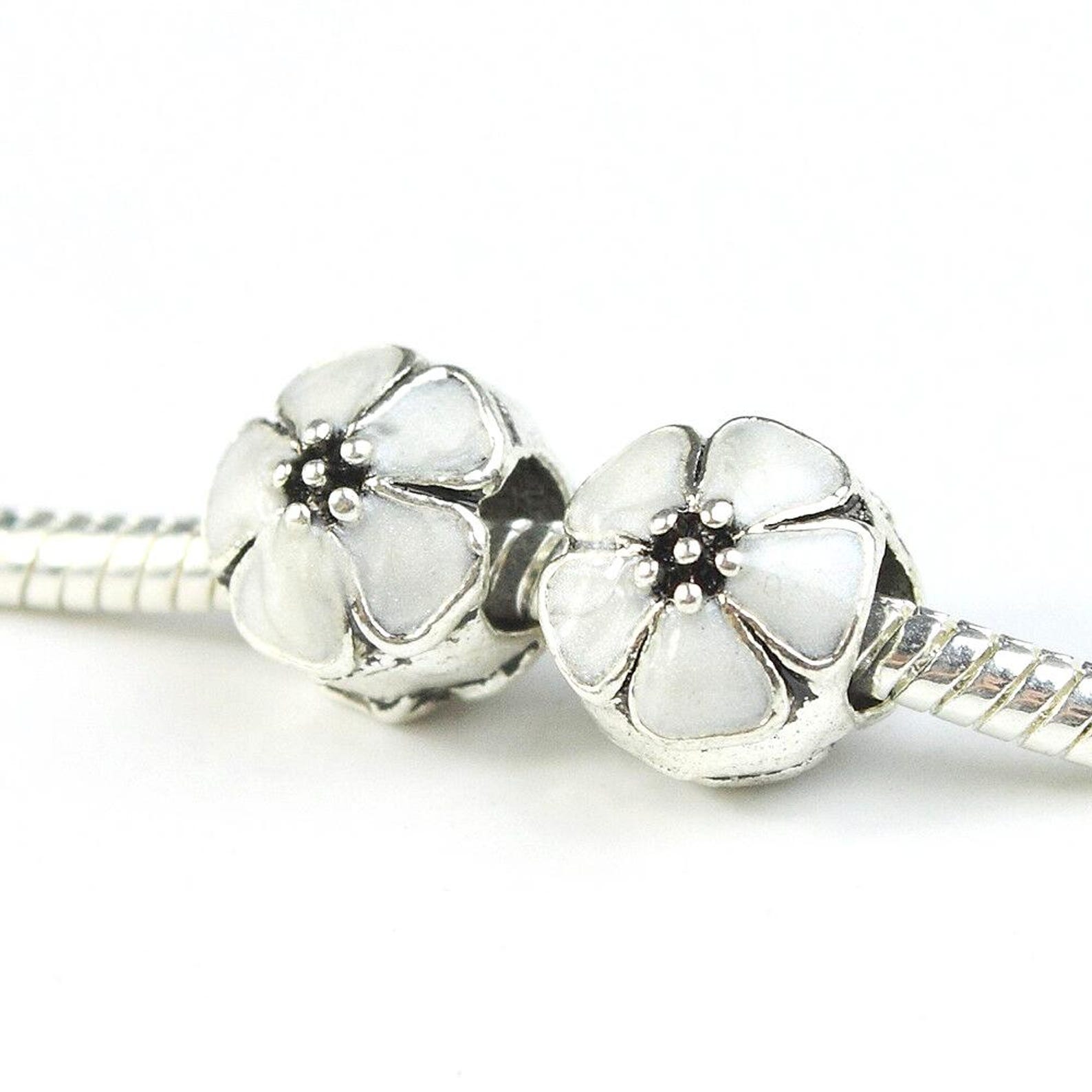 1 Pc, European Style White, Gray, Silver & off White Charms, Crystal ...