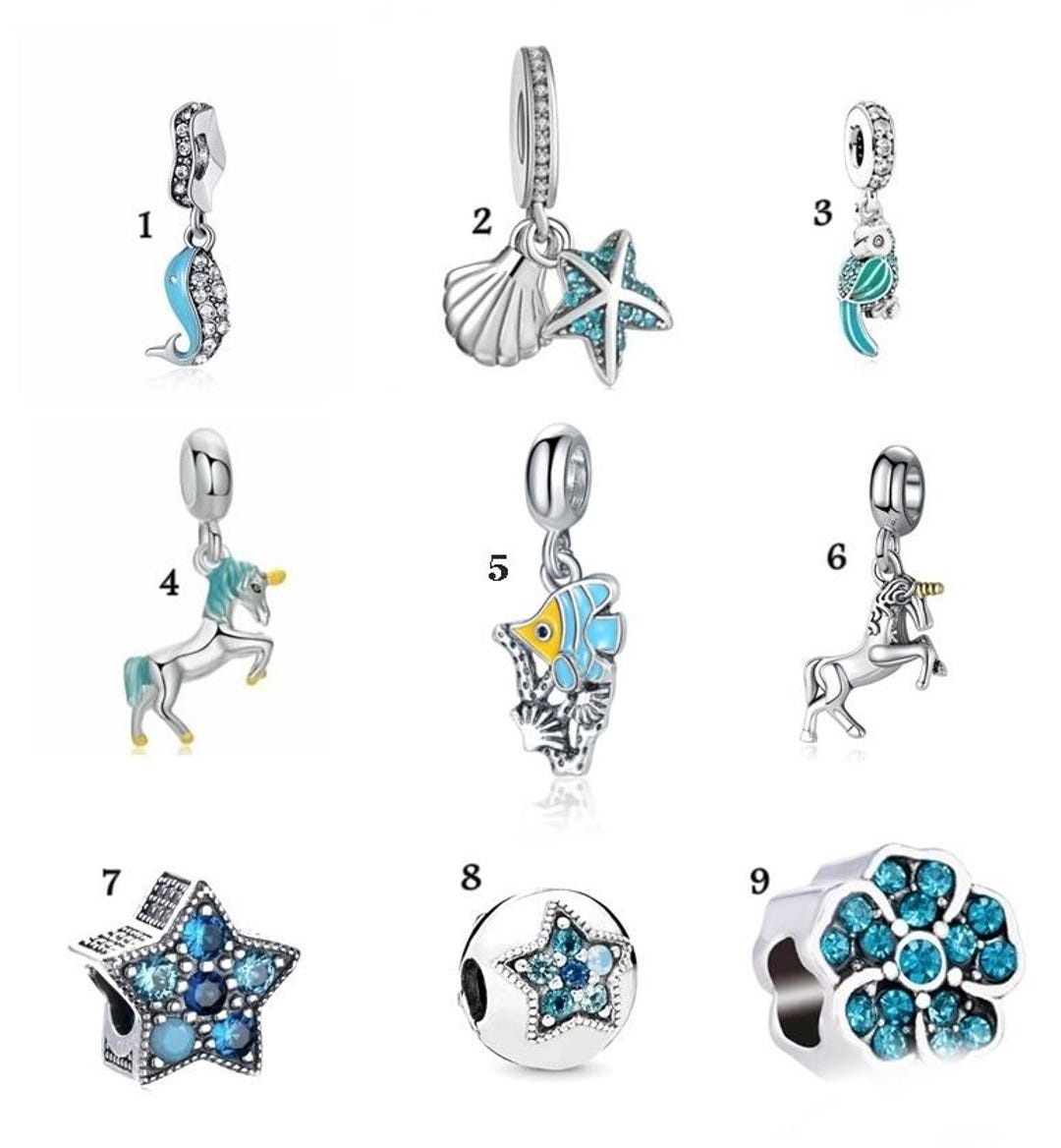 European Style Charm, Aqua, Parrot, Fish, Starfish, Star, Unicorn ...