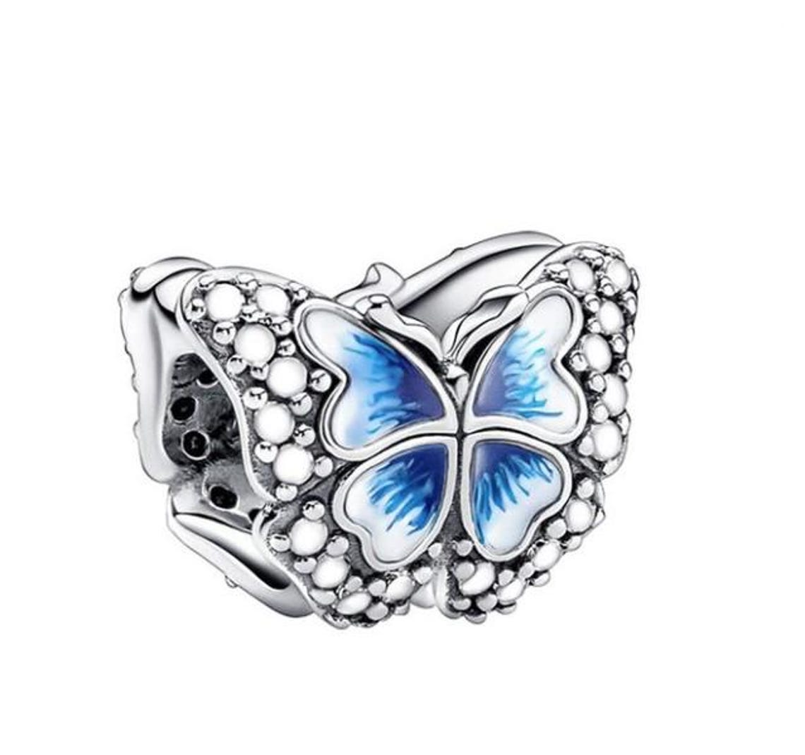 European Style Charm, Blue, Crystal, Flower, Heart, Butterfly, Dangle ...