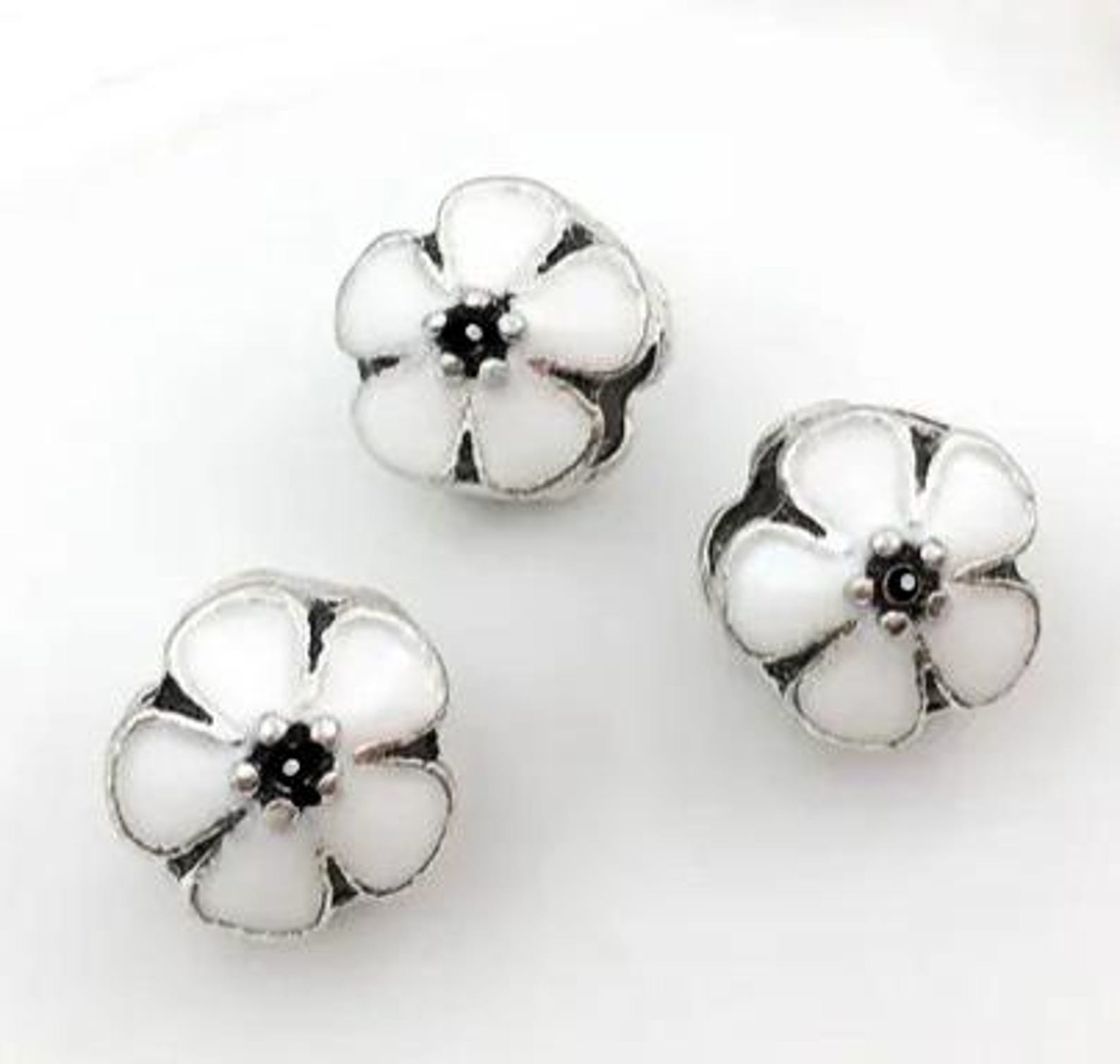 1 Pc, European Style White, Gray, Silver & off White Charms, Crystal ...