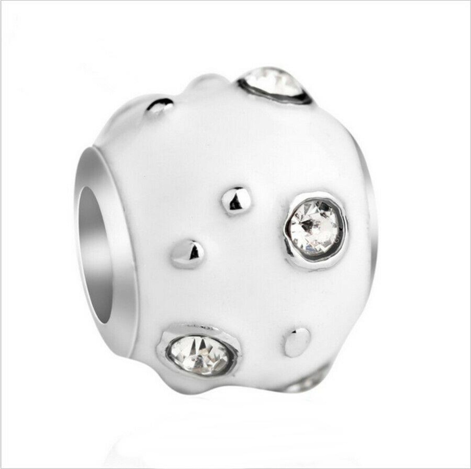 1 Pc, European Style White, Gray, Silver & off White Charms, Crystal ...