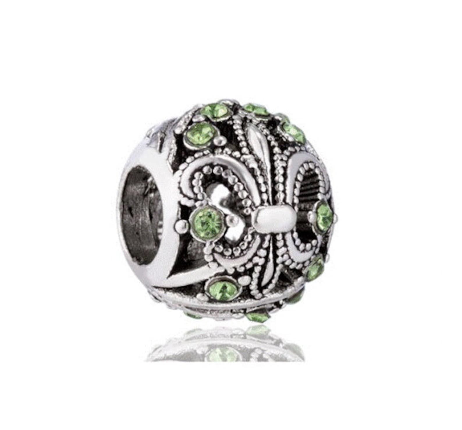 European Style Charm Green, Leaf, Flower, Palm Tree, Lemon, Crystal ...